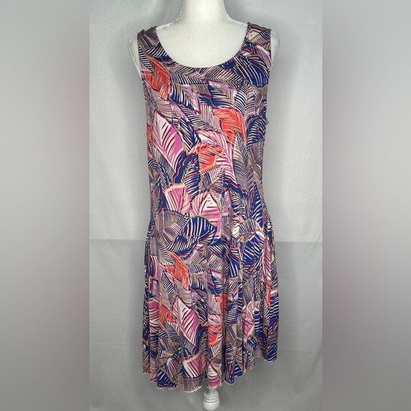 Cupio | Dresses | Cupio Tropical Floral Leaf Pink Blue Mini Dress Beach ...